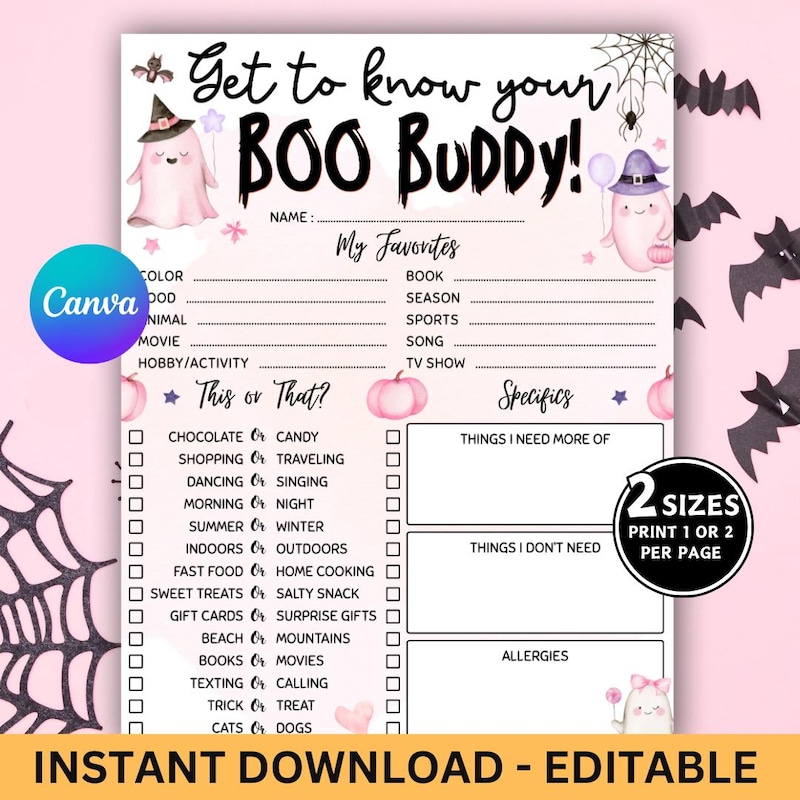 Secret Boo Questionnaires - Etsy