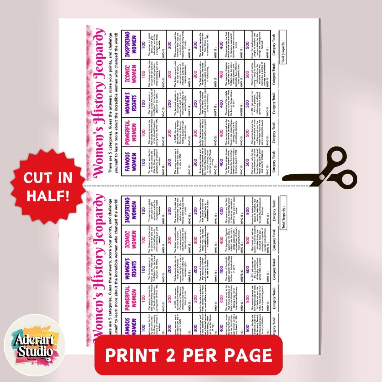 Women's History Jeopardy Game, Women's History Trivia Game, Women's Day ...