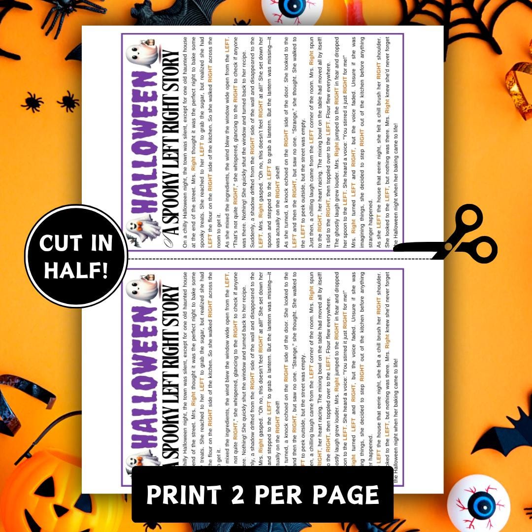 Left Right Halloween Game, Halloween Left Right Story, Printable ...