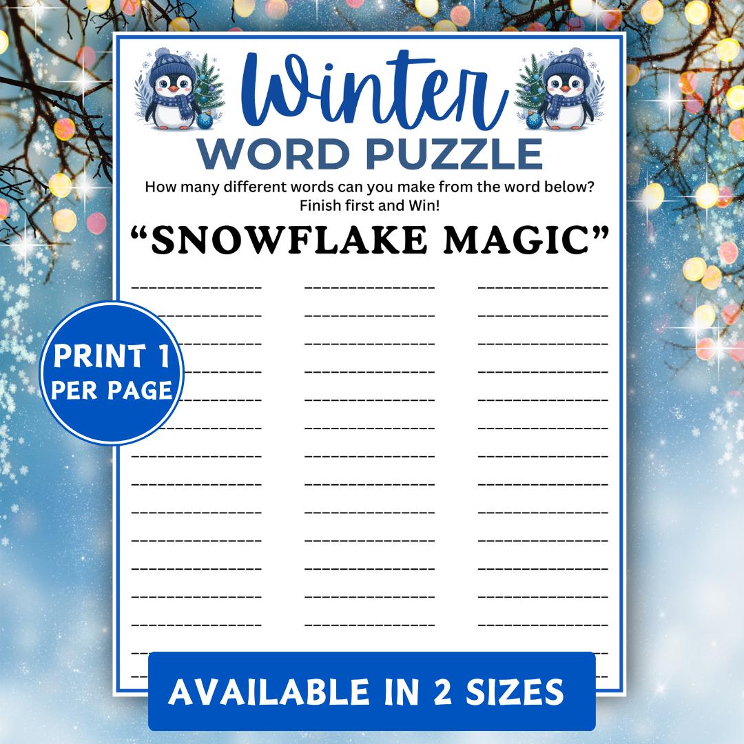 Winter Word Puzzle Game, Winter Word Games, Fun Holiday Game, Christmas ...