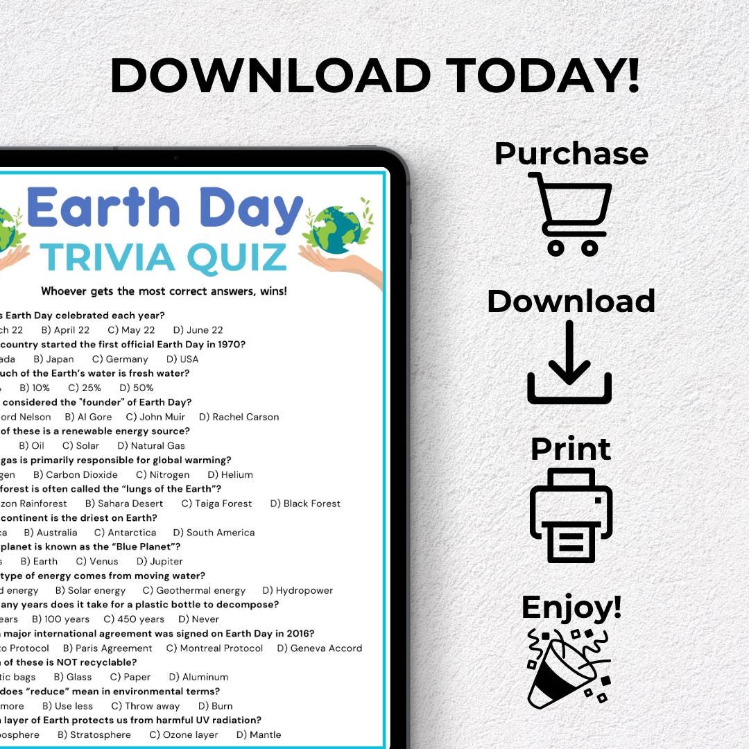 Earth Day Trivia Game, Printable Earth Day Games, Mother Earth Quiz ...
