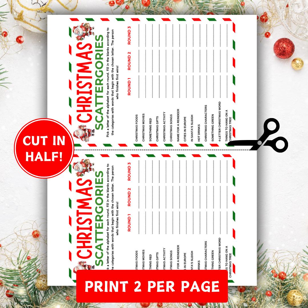 Christmas Scattergories Game, Printable Christmas Games, Category ...