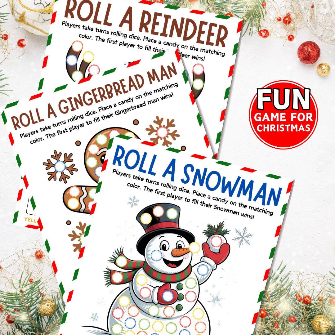 Christmas Dice Game Bundle: Roll a Christmas Tree, Reindeer, Santa ...