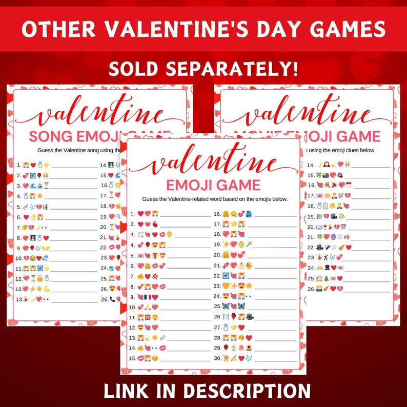 Valentine's Day Emoji Pictionary Bundle, Valentines Emoji Bundle ...