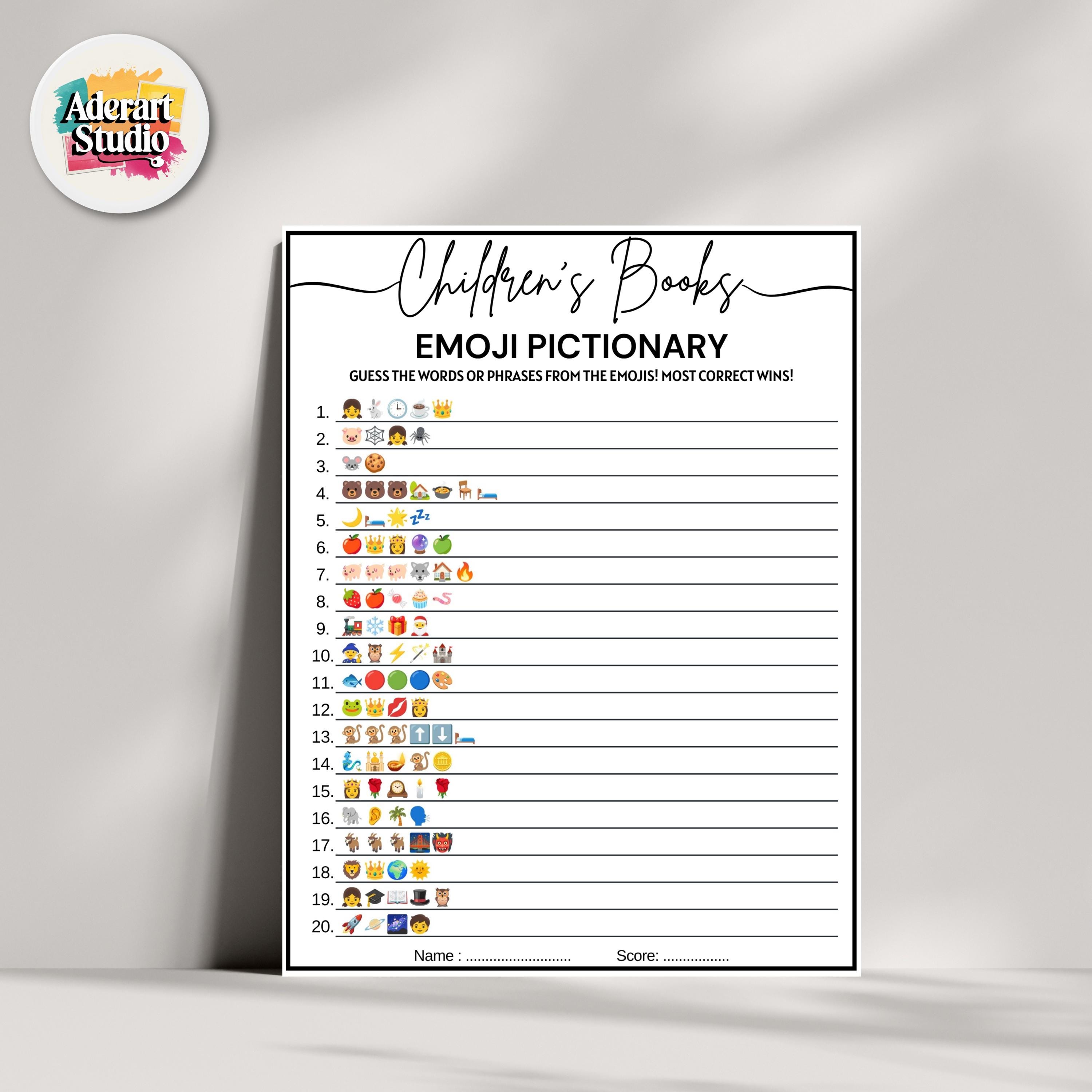 Children's Books Emoji Game, Guess the Book Emoji Quiz, Printable Baby ...