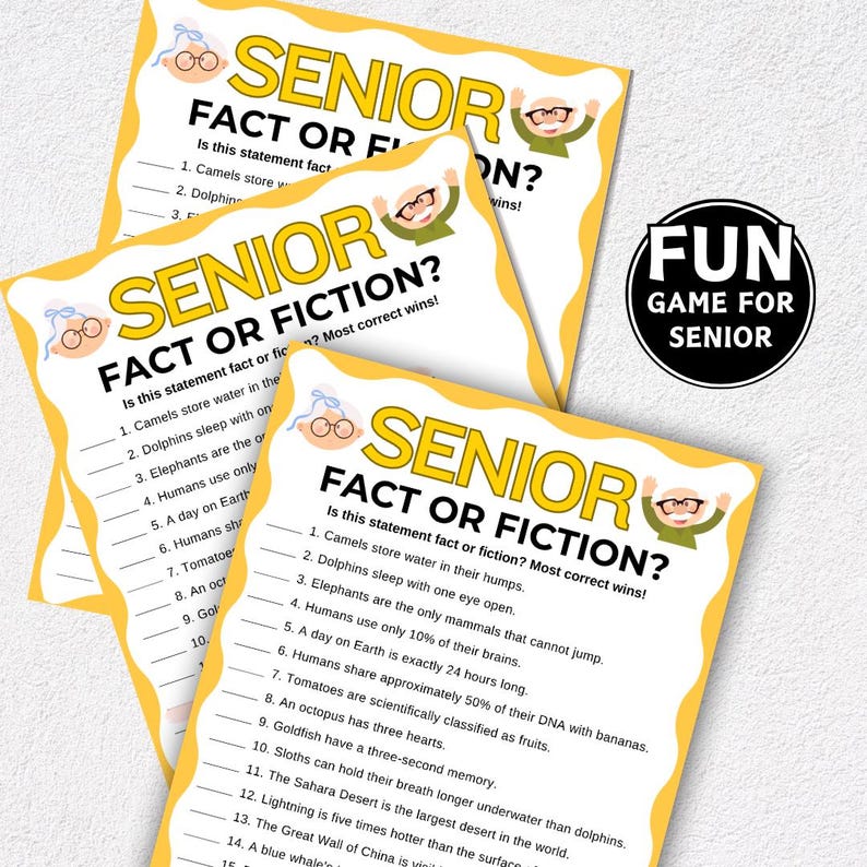 Fact or Fiction Game, Games for Senior Citizens, Elderly Games, Seniors ...