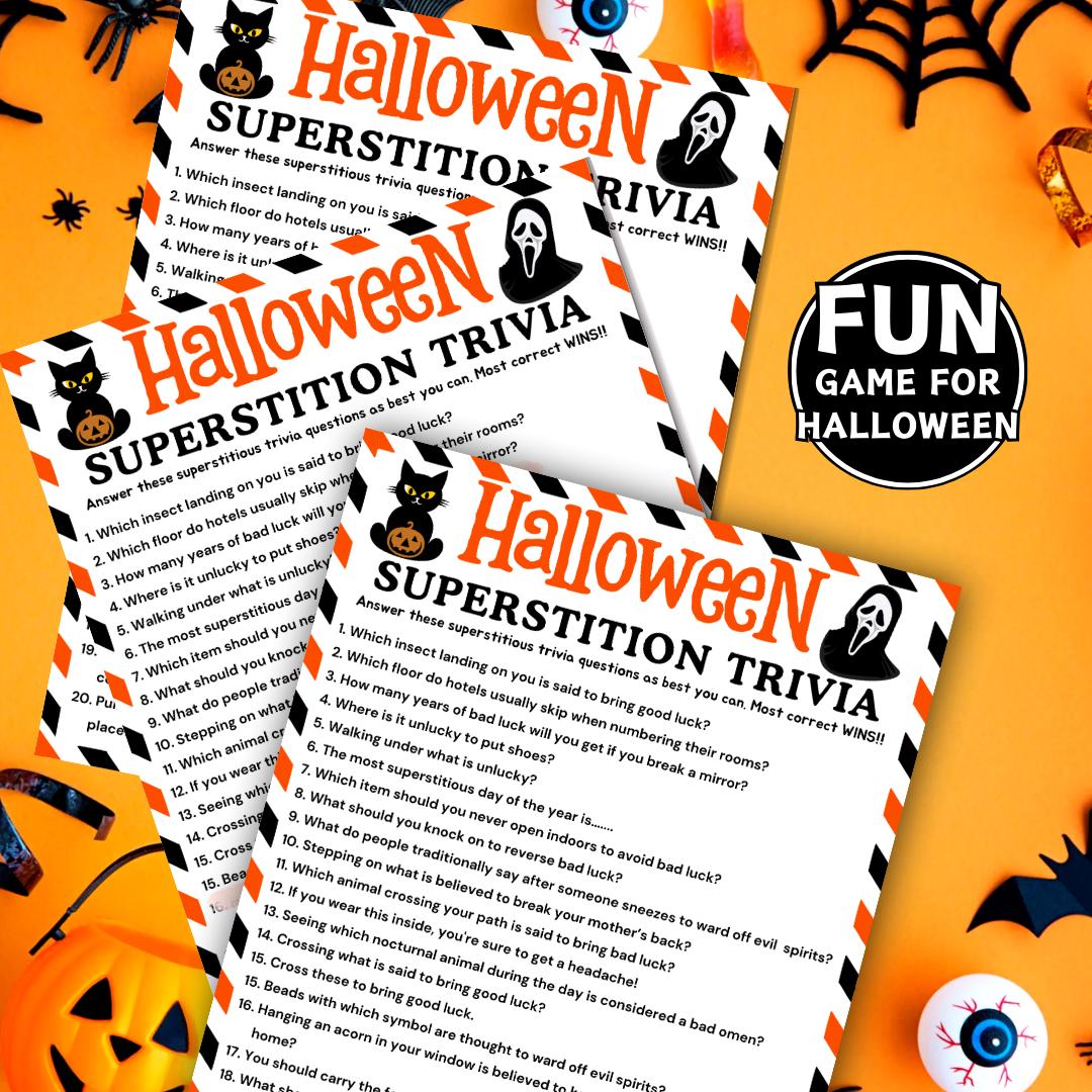 Halloween Superstitions Trivia Game, Halloween Trivia Quiz, Printable ...