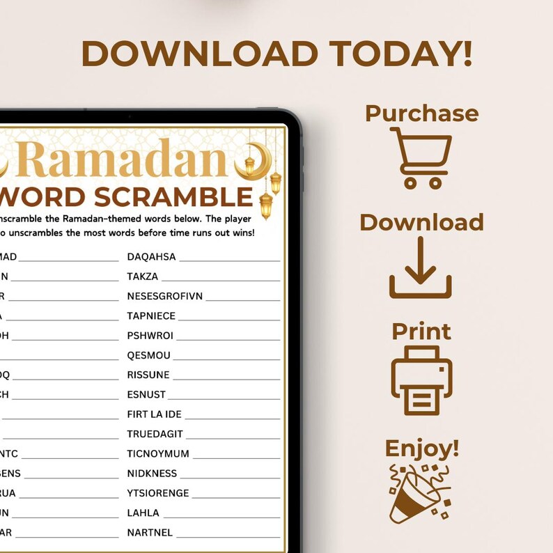 Ramadan Word Scramble Game, Printable Ramadan Game, Ramadan Activity ...