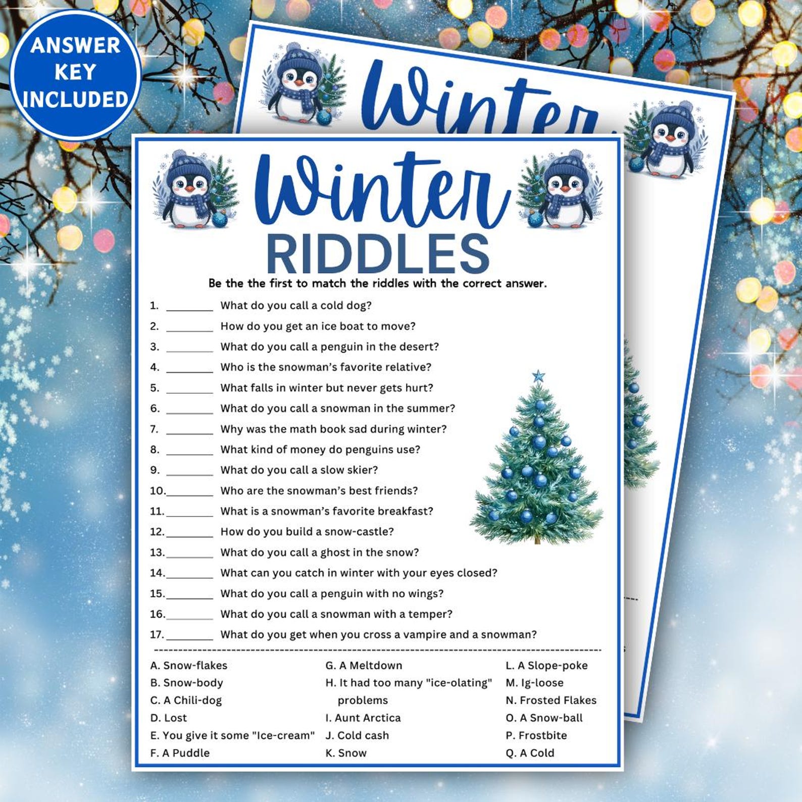 Winter Riddles Game, Holiday Riddle Game, Riddle Me This, Fun Winter ...