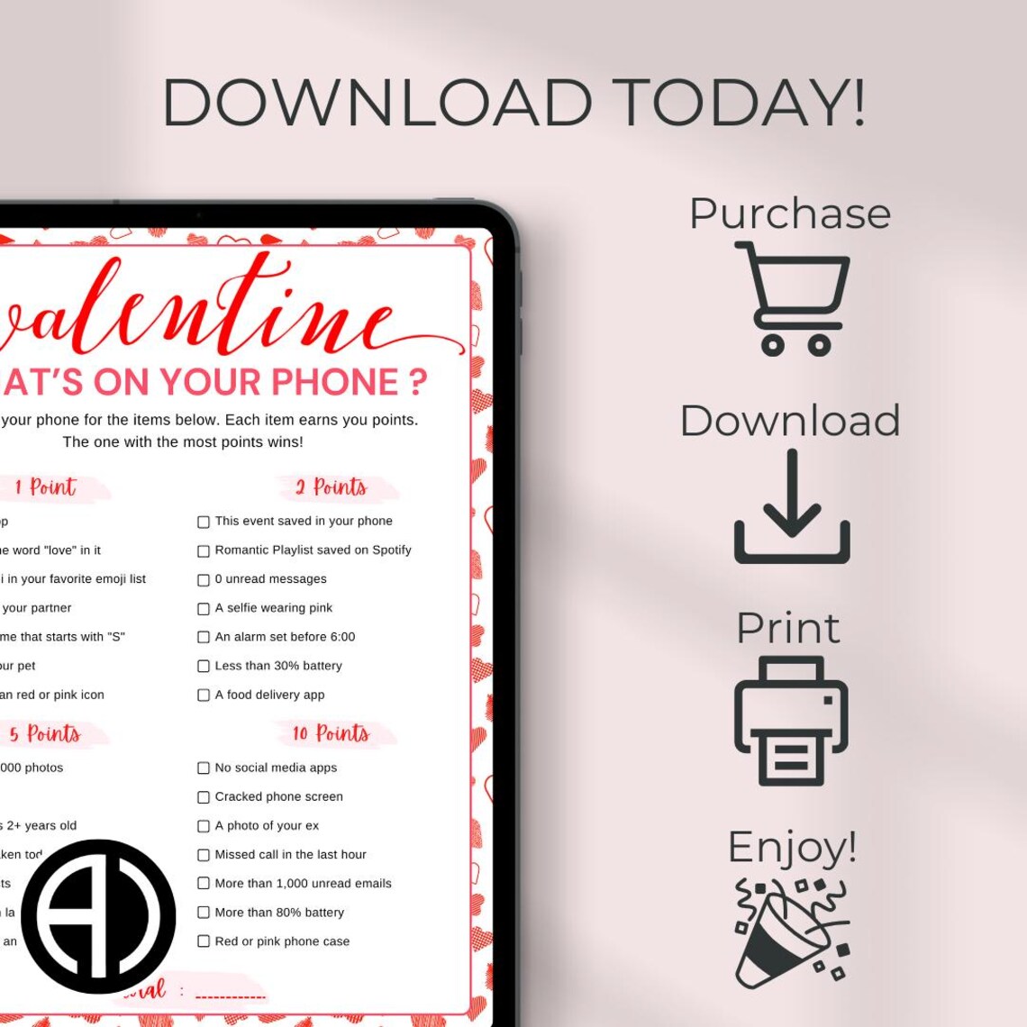 Valentine's Day What's on Your Phone Game, Valentines Printable Games ...