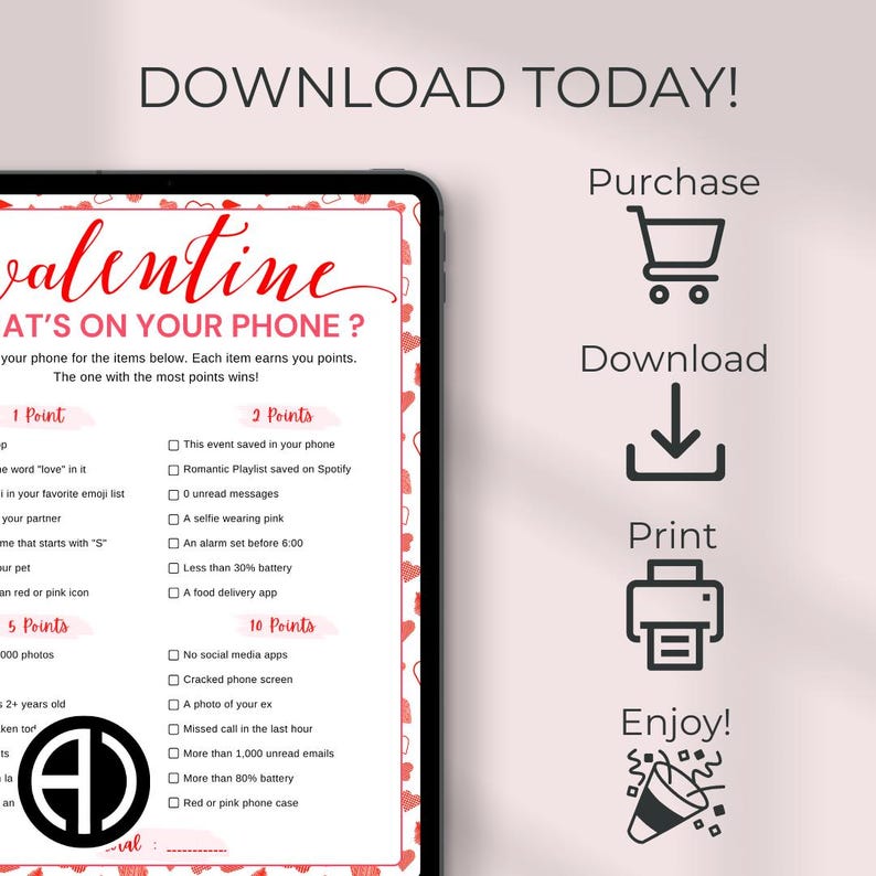Valentine's Day What's on Your Phone Game, Valentines Printable Games ...
