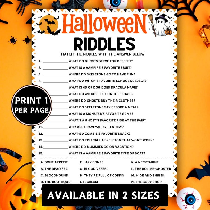 Halloween Riddles Game, Halloween Riddle Me This Game, Halloween Party ...