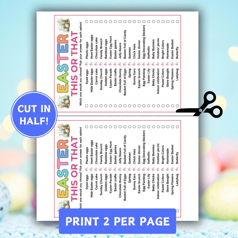 Easter This or That Game, Would You Rather, Printable Easter Games ...