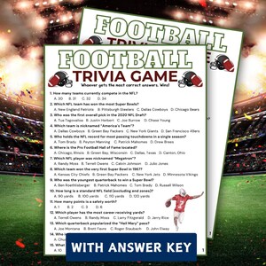 Football Trivia Game, Printable American Football Game, Football ...