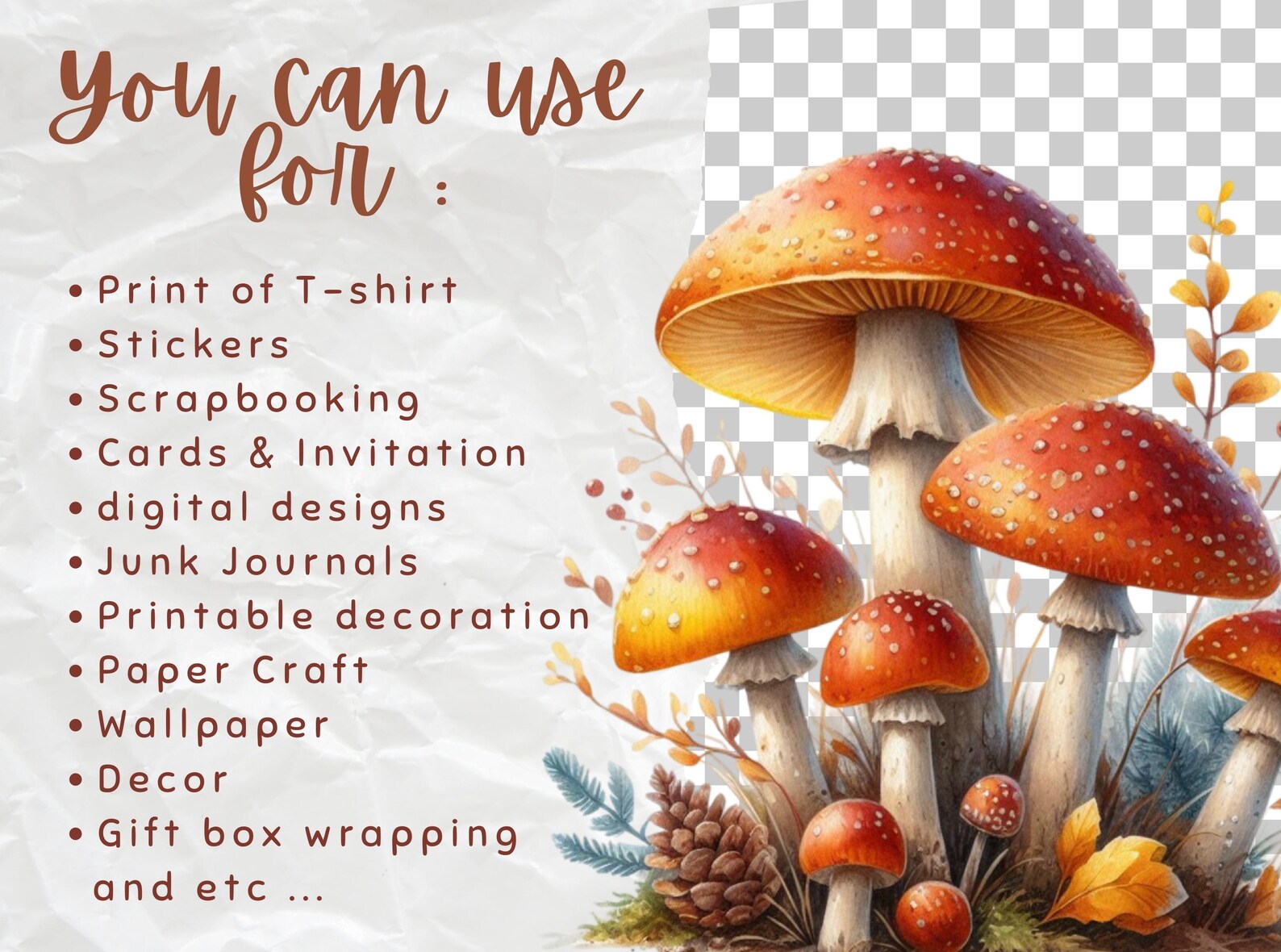 Watercolor Autumn Mushrooms Clipart Bundle, Cozy Fall Mushrooms, Autumn ...