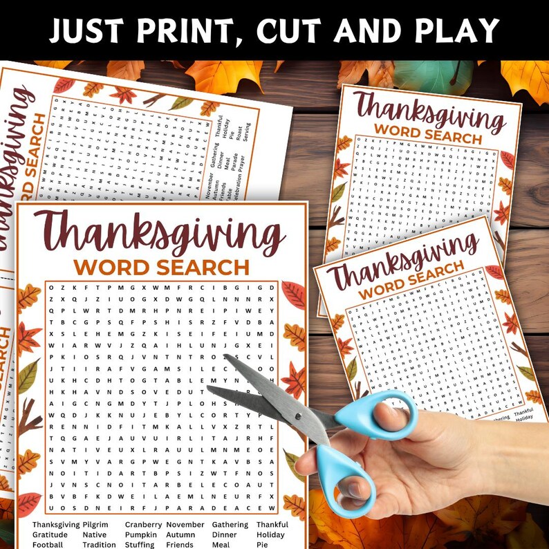 Thanksgiving Word Search Game, Printable Thanksgiving Party Games, Word ...