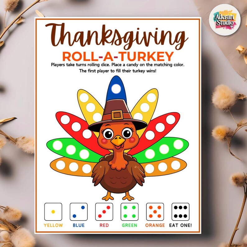 Roll A Turkey Dice Game, Printable Thanksgiving Game, Fun Family ...