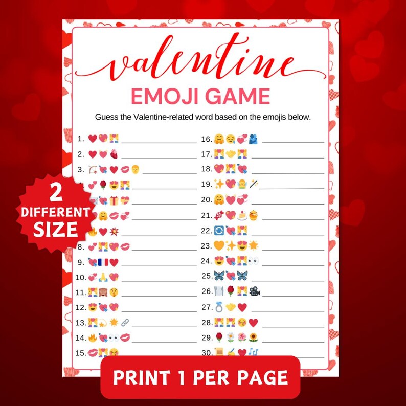 Valentine's Day Emoji Pictionary Bundle, Valentines Emoji Bundle ...