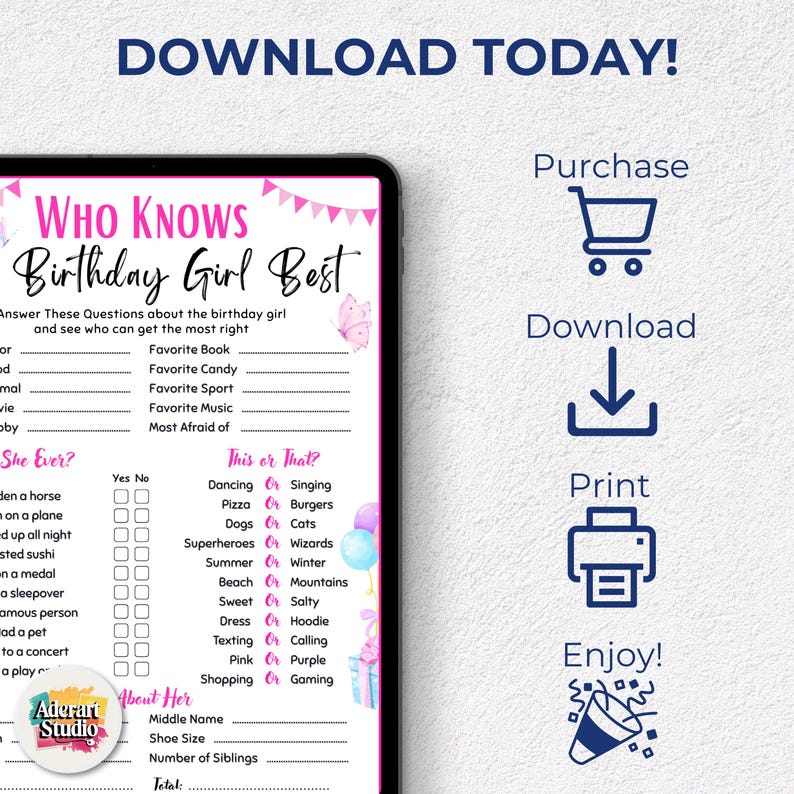 Who Knows the Birthday Girl Best, Printable Birthday Game, Teens ...