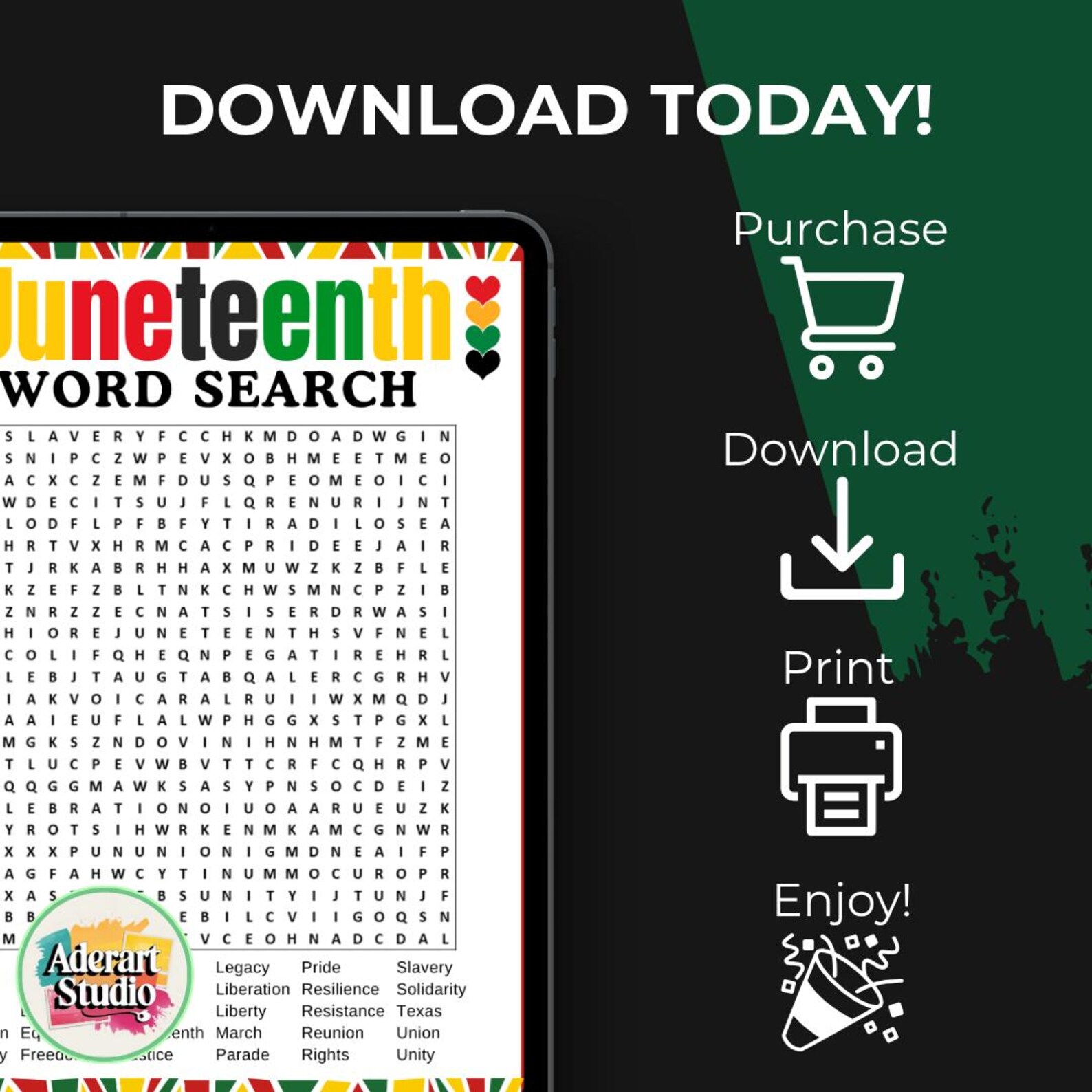 Juneteenth Word Search Game, Printable Juneteenth Games, Juneteenth ...