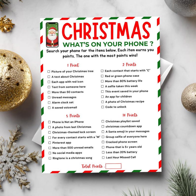Christmas What's on Your Phone Game, Printable Christmas Party Games ...