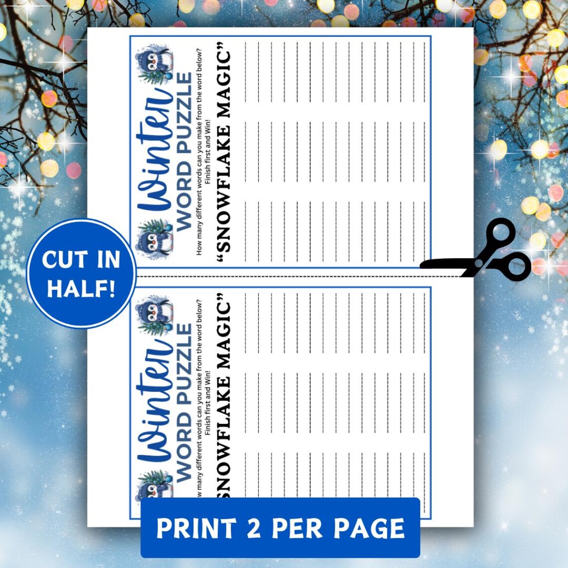 Winter Word Puzzle Game, Winter Word Games, Fun Holiday Game, Christmas ...