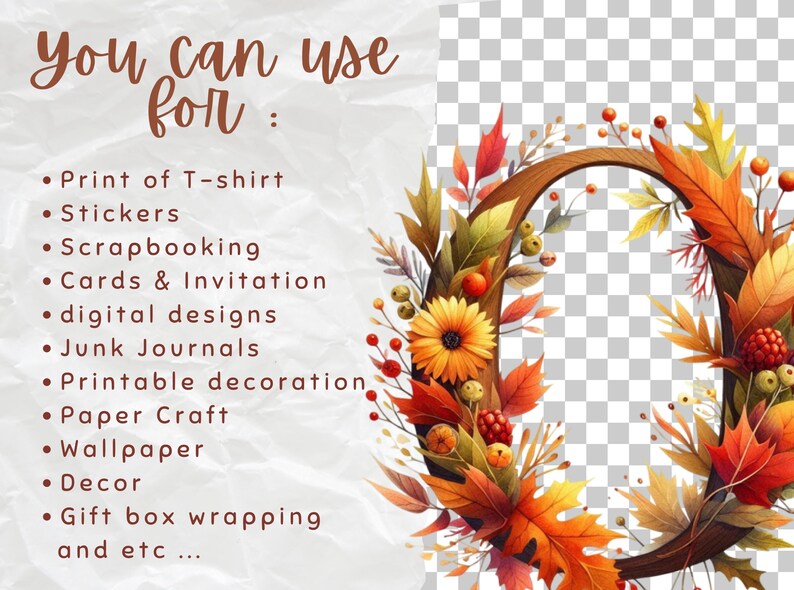 Watercolor Autumn Floral Alphabet Clipart Bundle, Flower Alphabet ...