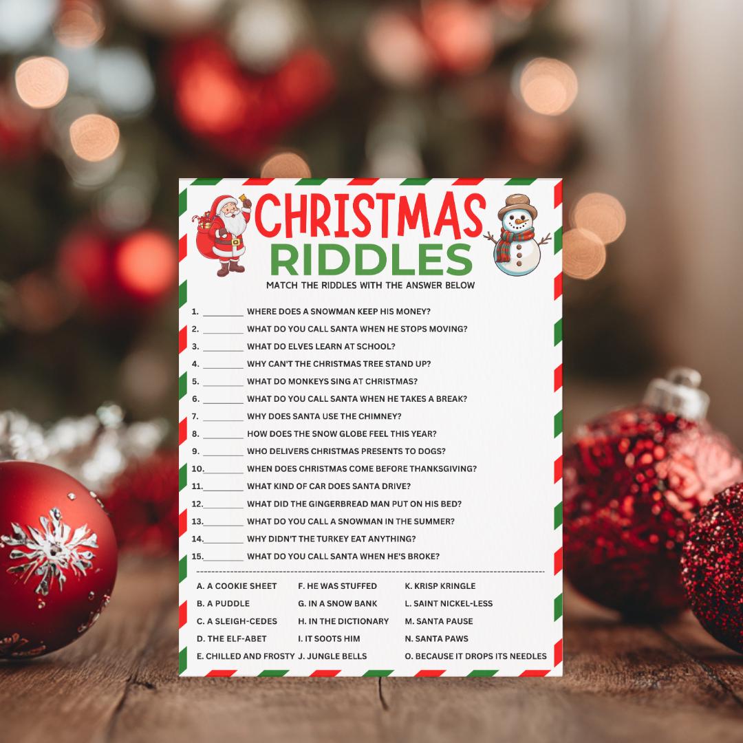 Christmas Riddles Game, Printable Christmas Games, Kids Christmas ...