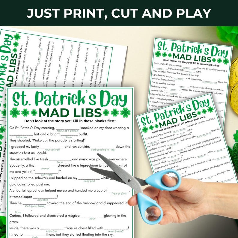 St Patricks Day Mad Libs Game, Printable Games for Kids, St Patrick's ...