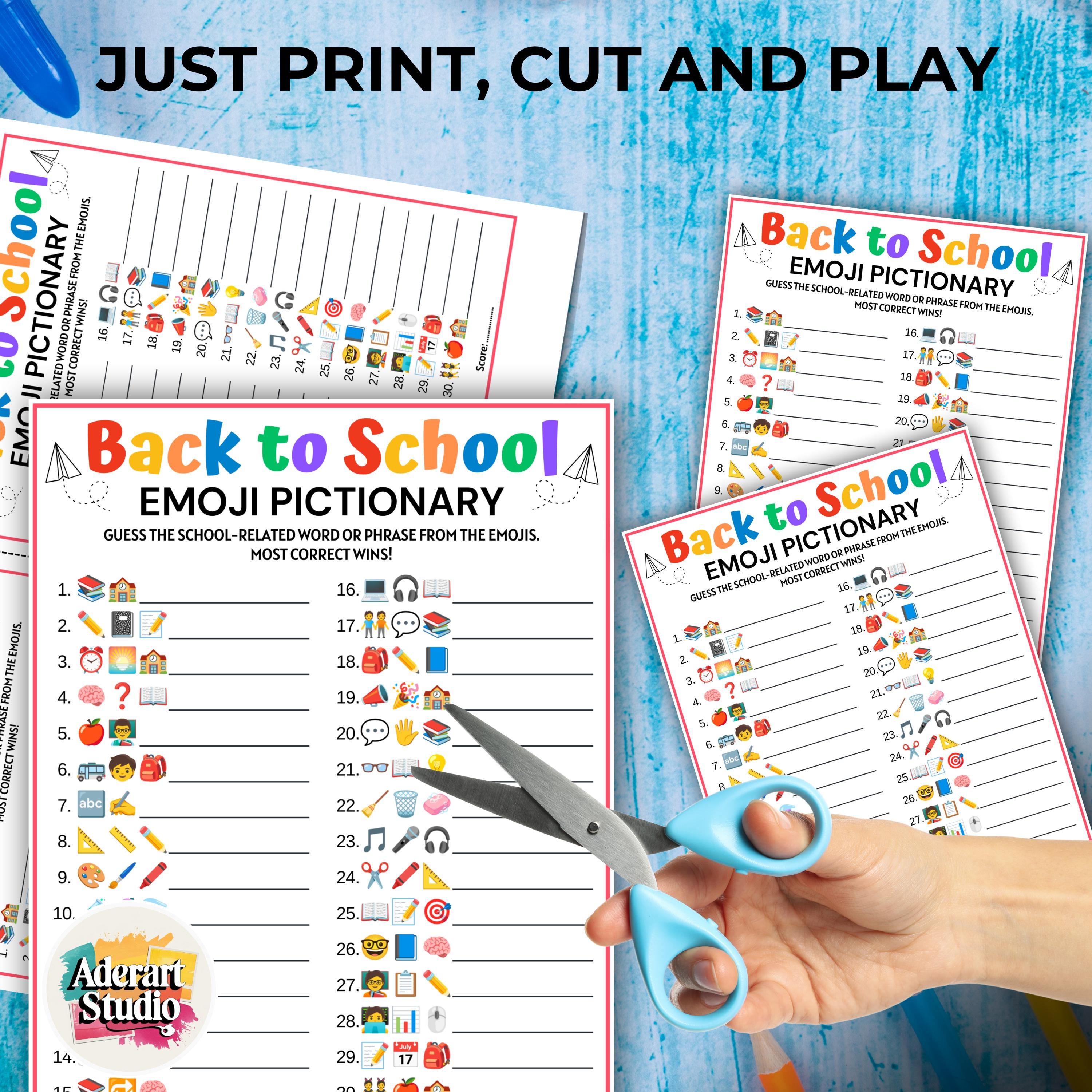 Back to School Emoji Game, Printable School Emoji Quiz, Classroom Party ...