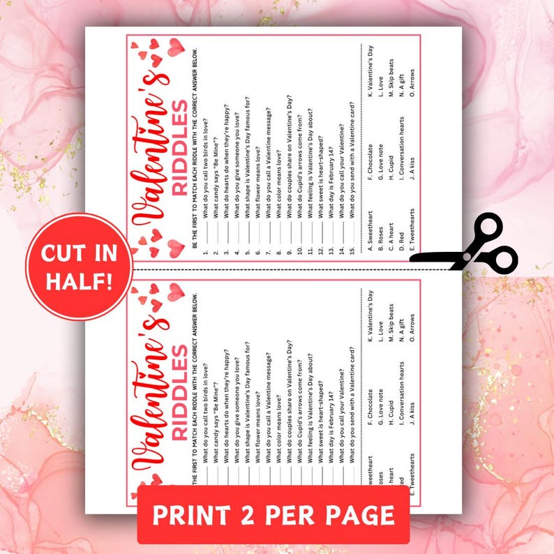 Valentine's Day Riddles Game With Answers, Printable Valentine Party ...