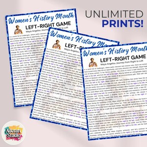 Left Right Women's History Month Game, Maya Angelou Story, Pass the ...