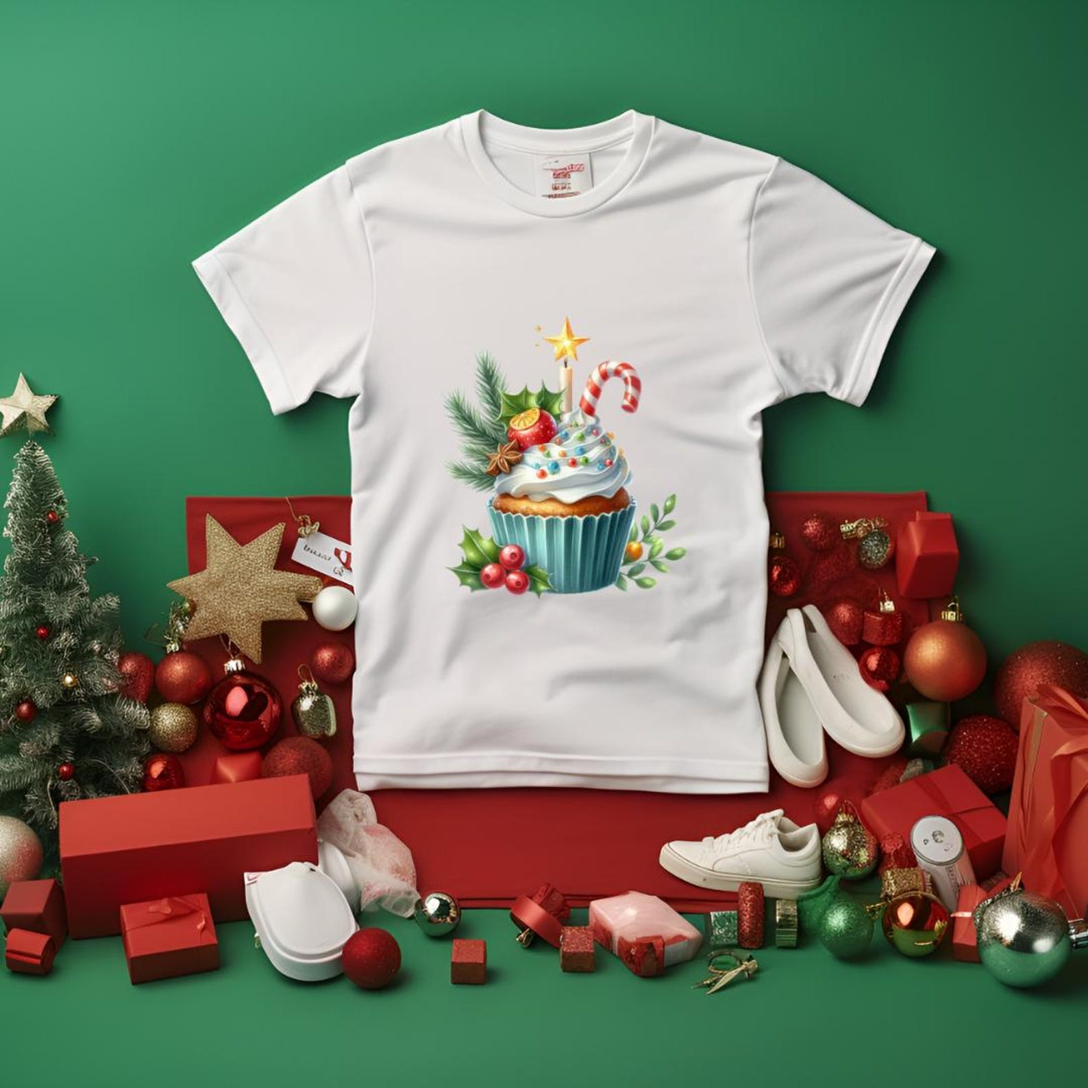 Watercolor Christmas Cupcakes Clipart Bundle, Cupcake Clipart ...