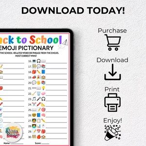 Back to School Emoji Game, Printable School Emoji Quiz, Classroom Party ...