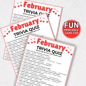February Trivia Game, Valentines Day Trivia Quiz, Winter Season Games ...