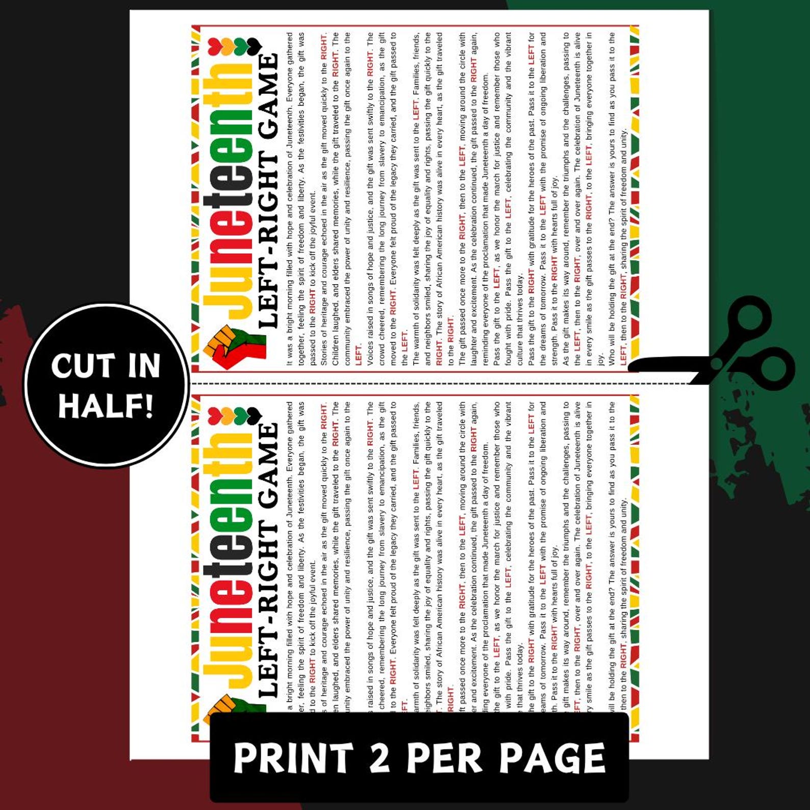 Left Right Juneteenth Game, Pass the Prize, Gift Exchange Game ...