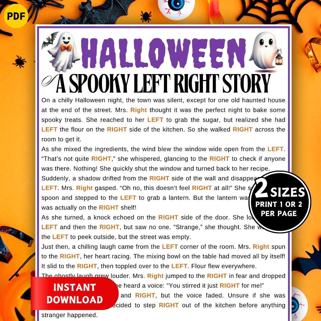 Left Right Halloween Game, Halloween Left Right Story, Printable ...