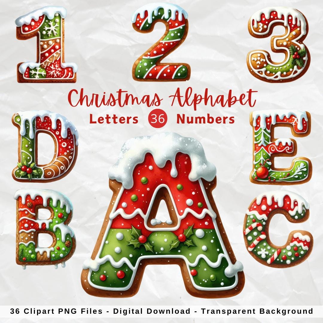 Christmas Gingerbread Alphabet Clipart Bundle, Alphabet Clipart ...