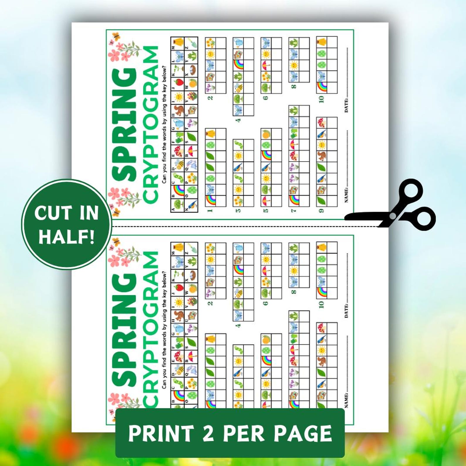 Spring Cryptogram Puzzle, Printable Spring Game for Kids & Adults ...