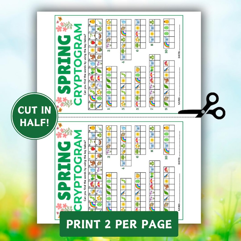 Spring Cryptogram Puzzle, Printable Spring Game for Kids & Adults ...