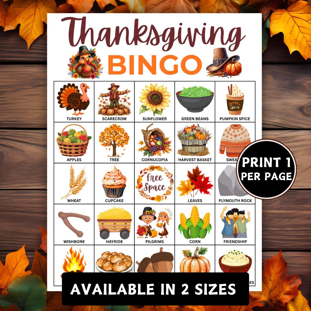 50 Thanksgiving Bingo Cards, Thanksgiving Bingo, Thanksgiving Activity ...