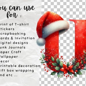 Christmas Floral Alphabet & Numbers Clipart, Christmas Letters ...