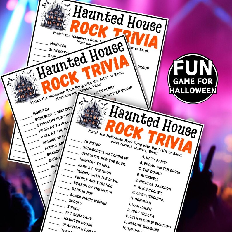 Printable Halloween Trivia Game, Halloween Party Games, Halloween Song ...