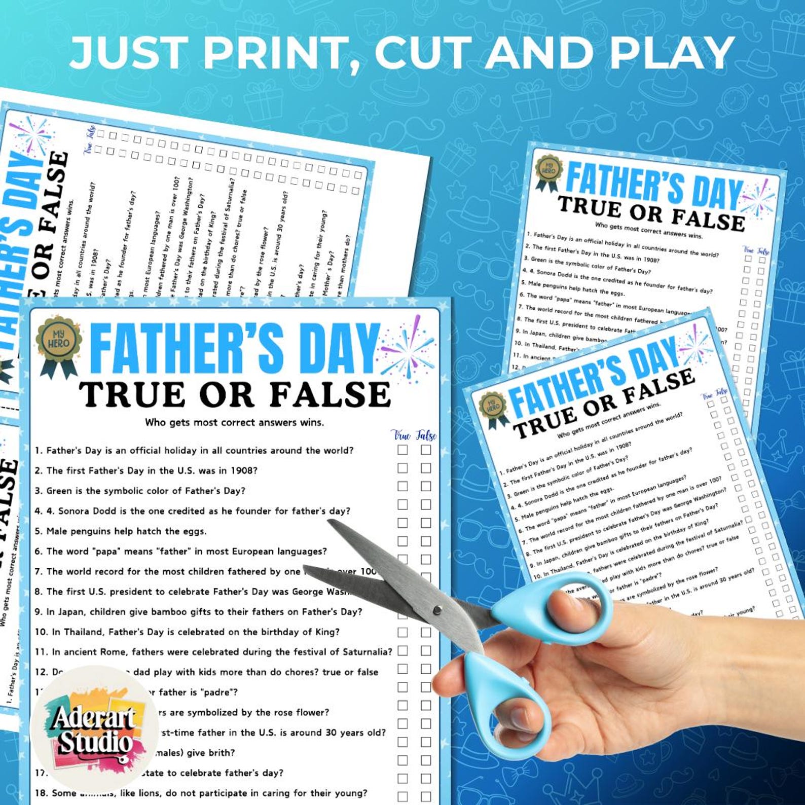 True or False Father's Day Game, Fathers Day Trivia Quiz, True or False ...