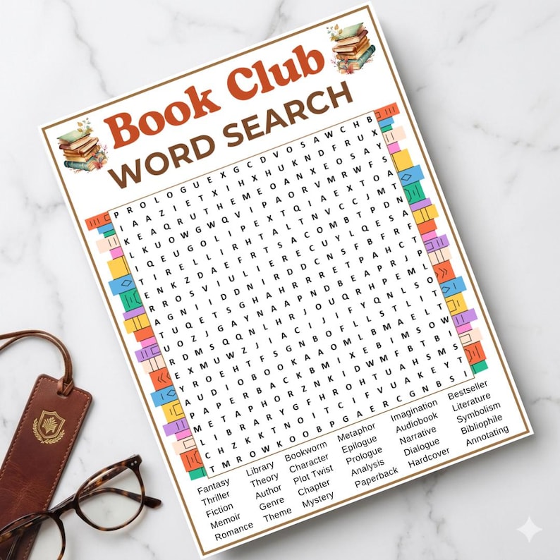 Book Club Word Search Printable, Book Club Game, Book Club Icebreakers ...