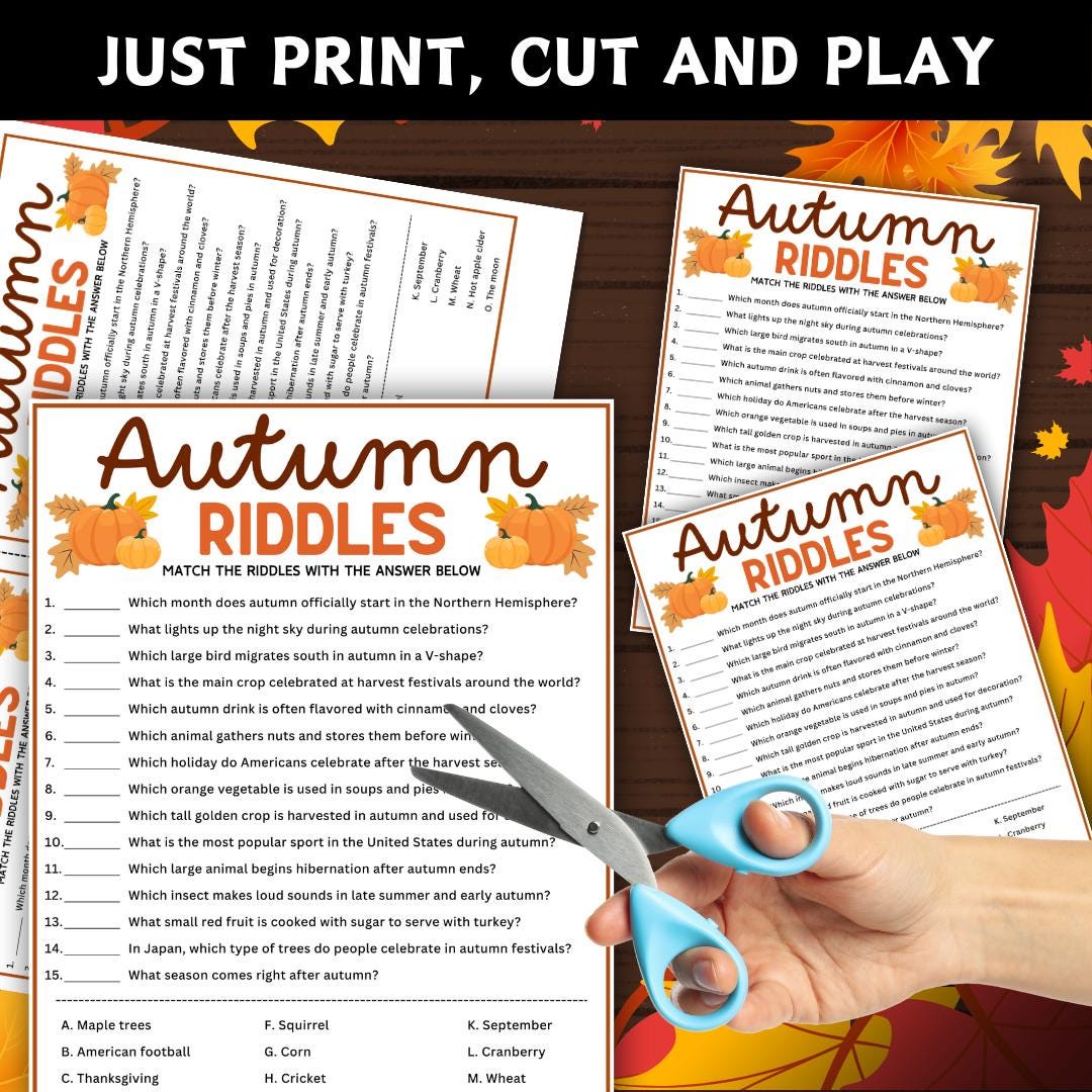 Autumn Riddles Game, Fall Riddle Me This Game, Printable Autumn Games ...