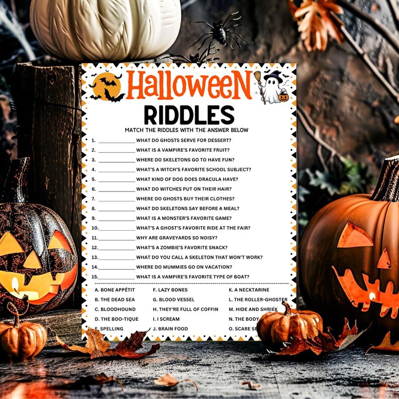 Halloween Riddles Game, Halloween Riddle Me This Game, Halloween Party ...