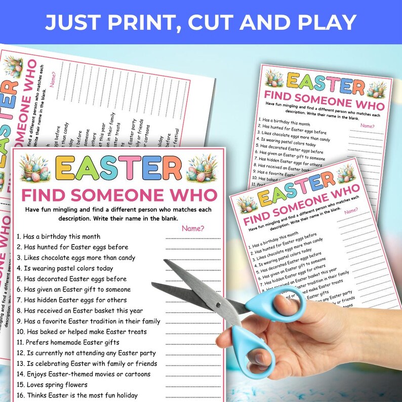 Easter Find Someone Who Game, Printable Easter Games, Easter Party Game ...