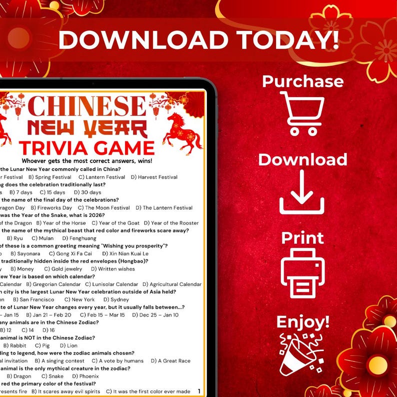 Chinese New Year Trivia Game, Printable Lunar New Year Trivia Quiz ...