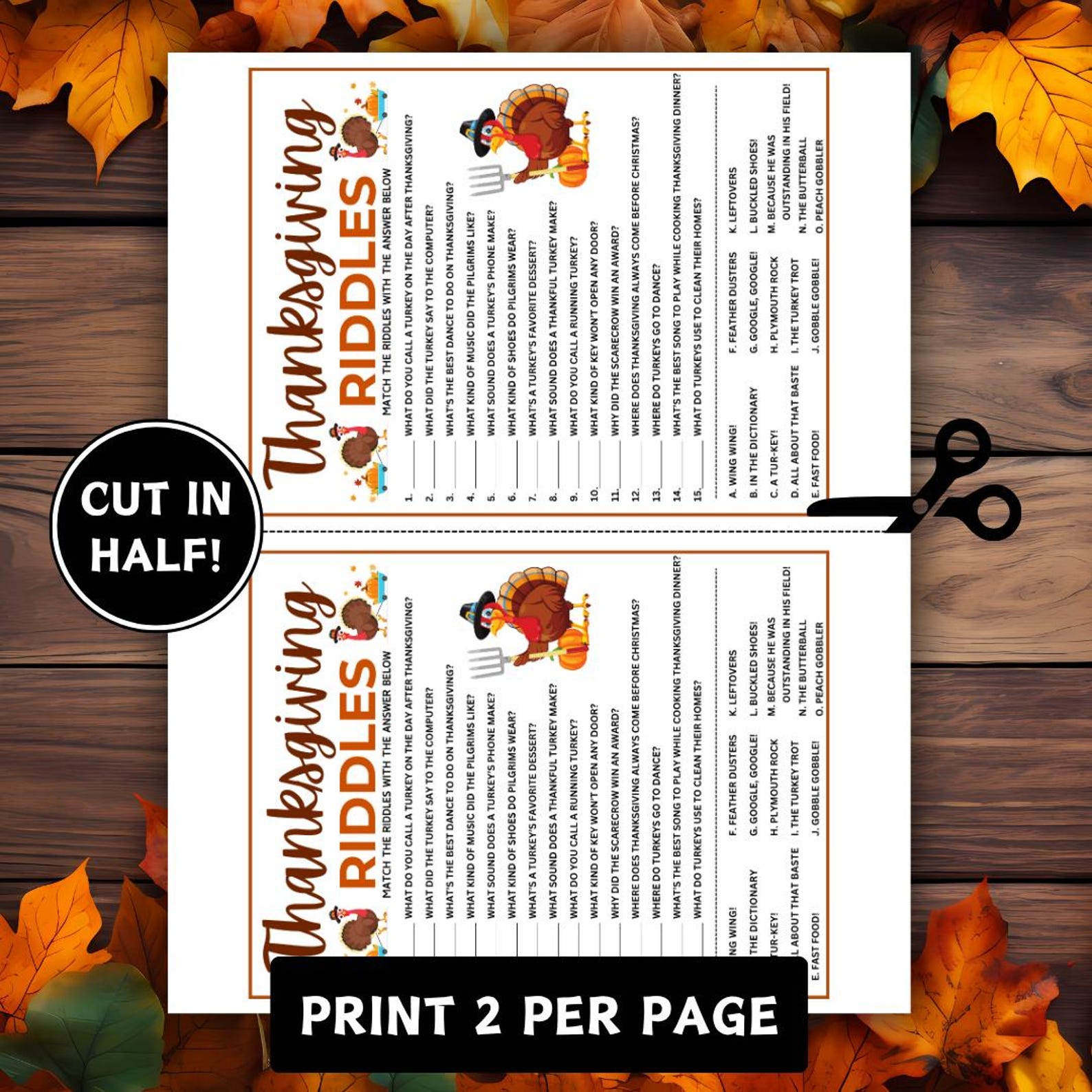 Thanksgiving Riddles Game With Answers, Printable Thanksgiving Game for ...